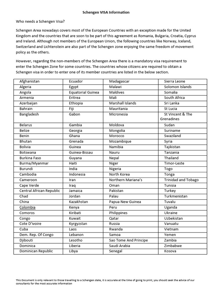 Visa Details For Schengen States | PDF | Travel Visa | Passport