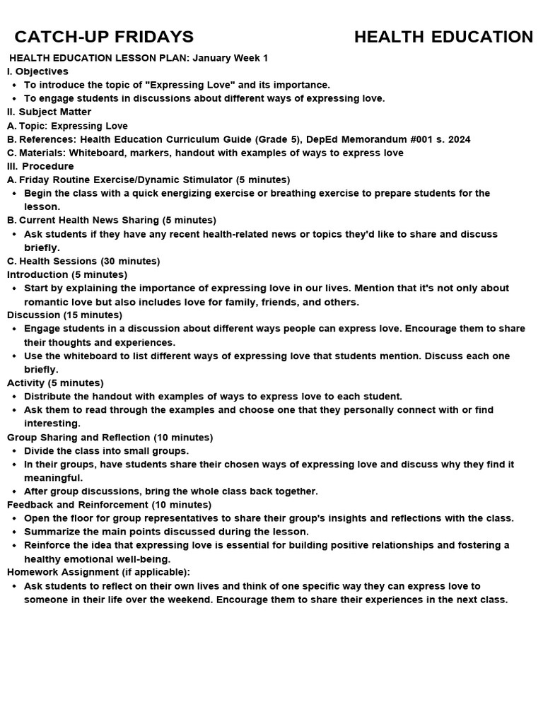 G5 Cuflp@health Education | PDF | Health Education | Lesson Plan