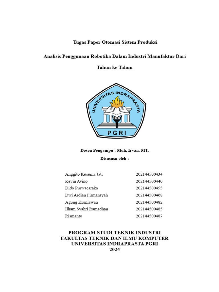 Tugas Paper Kel 4 Penerapan Robot Dalam Industri Manufaktur | PDF ...