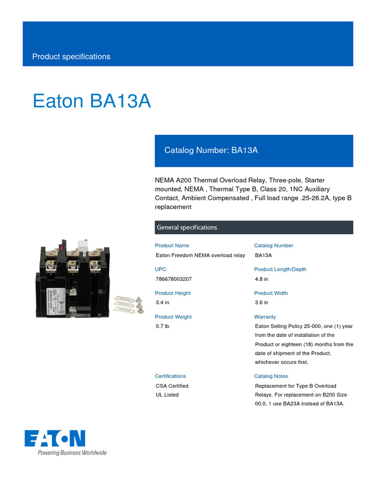 BA13A | PDF | Relay | Electricity