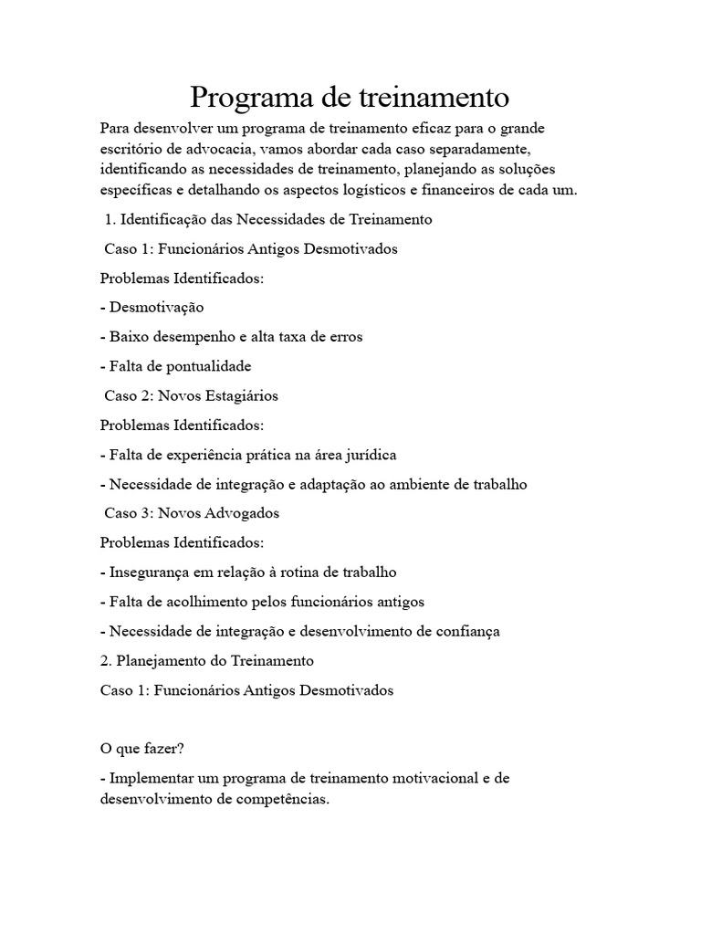 Programa de treinamento | PDF | Gestão de recursos humanos