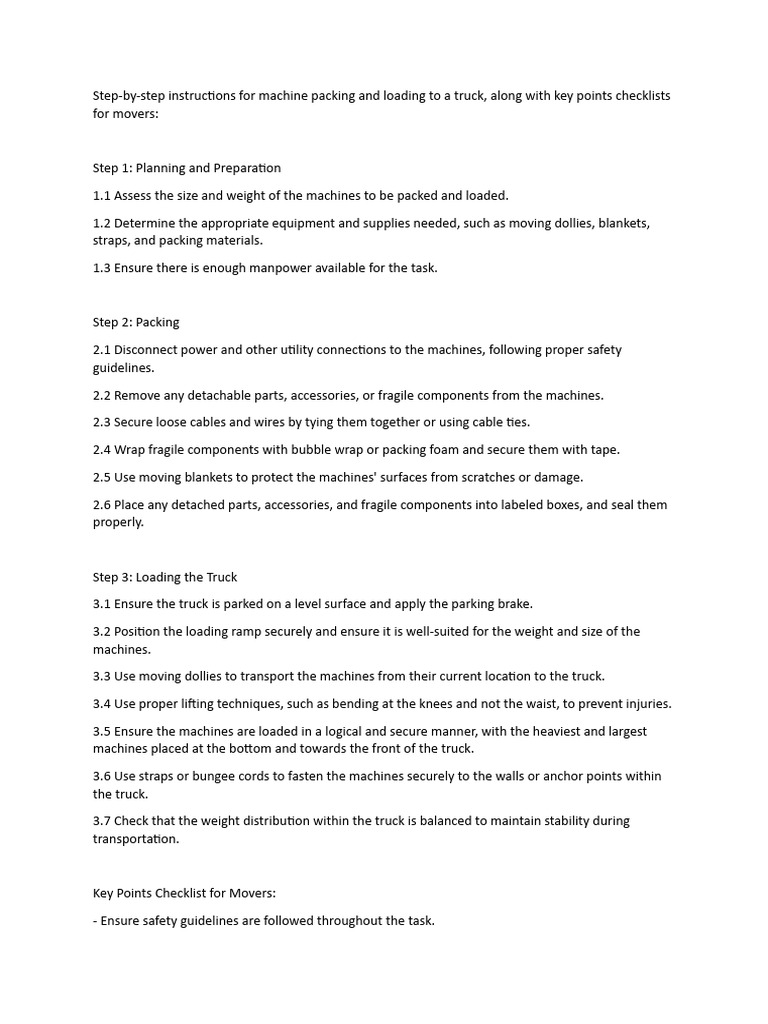 Step by Step Instruction For Machine Packing and Loading To A Truck ...