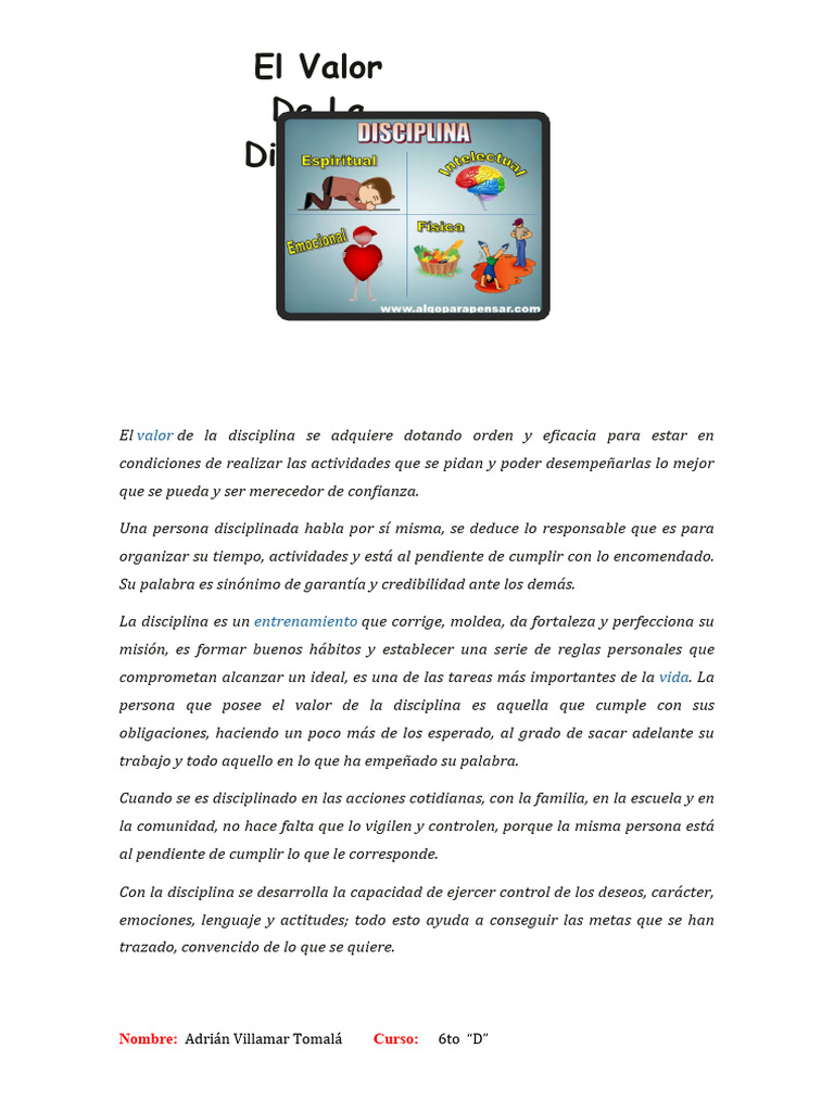 El Valor de La Disciplina | PDF | Crecimiento personal y profesional ...