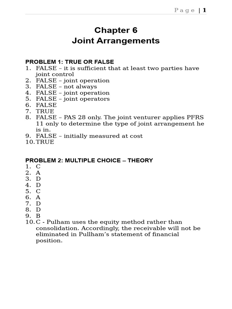 Sol Man Chapter 6 Joint Arrangements 2021 Edition | PDF | Credit Card | Debits And Credits
