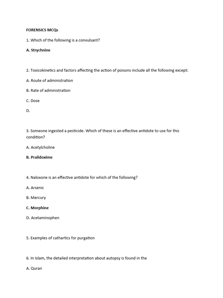 FORENSICS MCQs-1 | PDF | Shock (Circulatory) | Bleeding