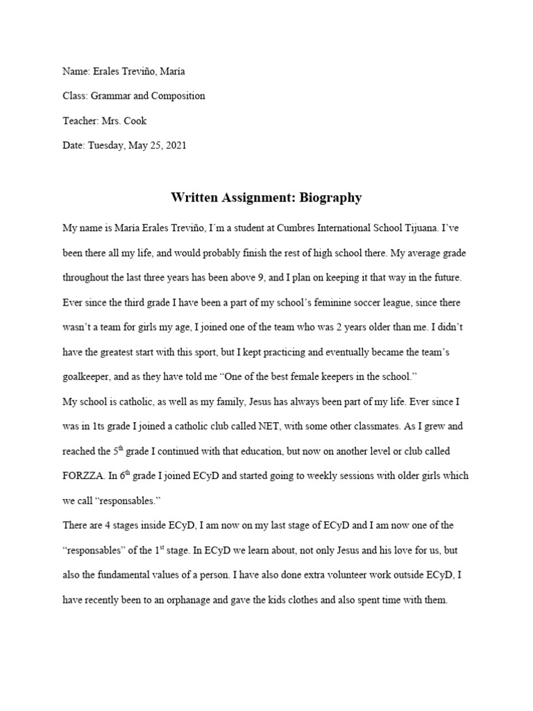 Written Assignment- Biography | PDF