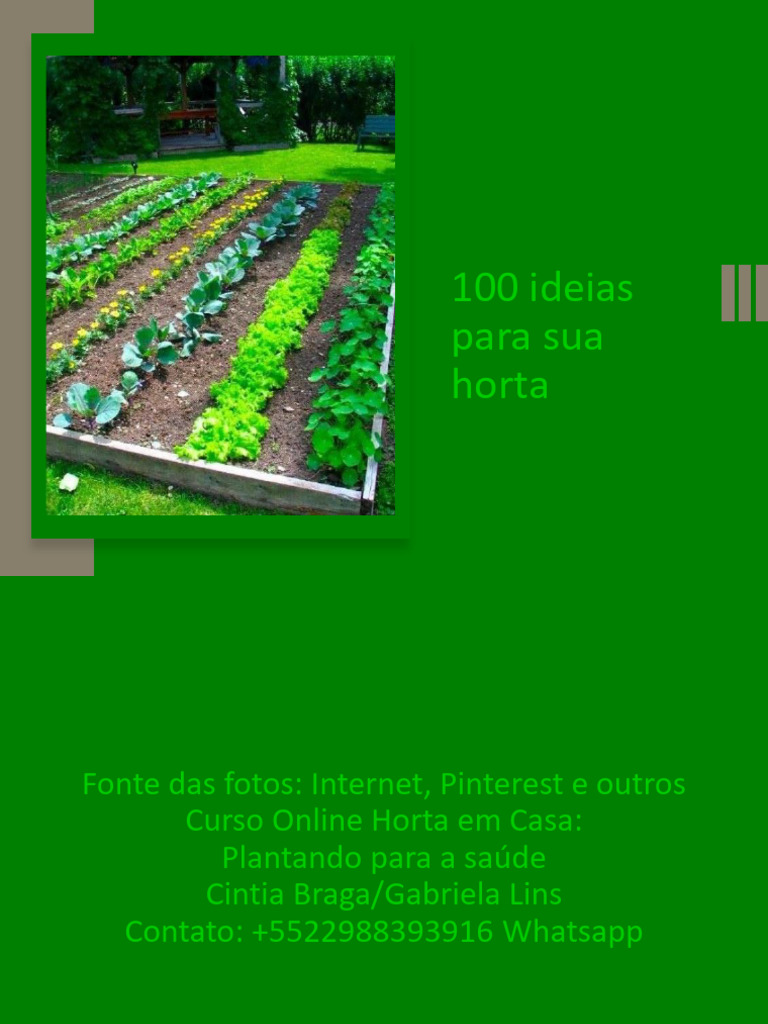 Hortas 100 Ideias Para Você Se Inspirar e Fazer Sua Horta | PDF