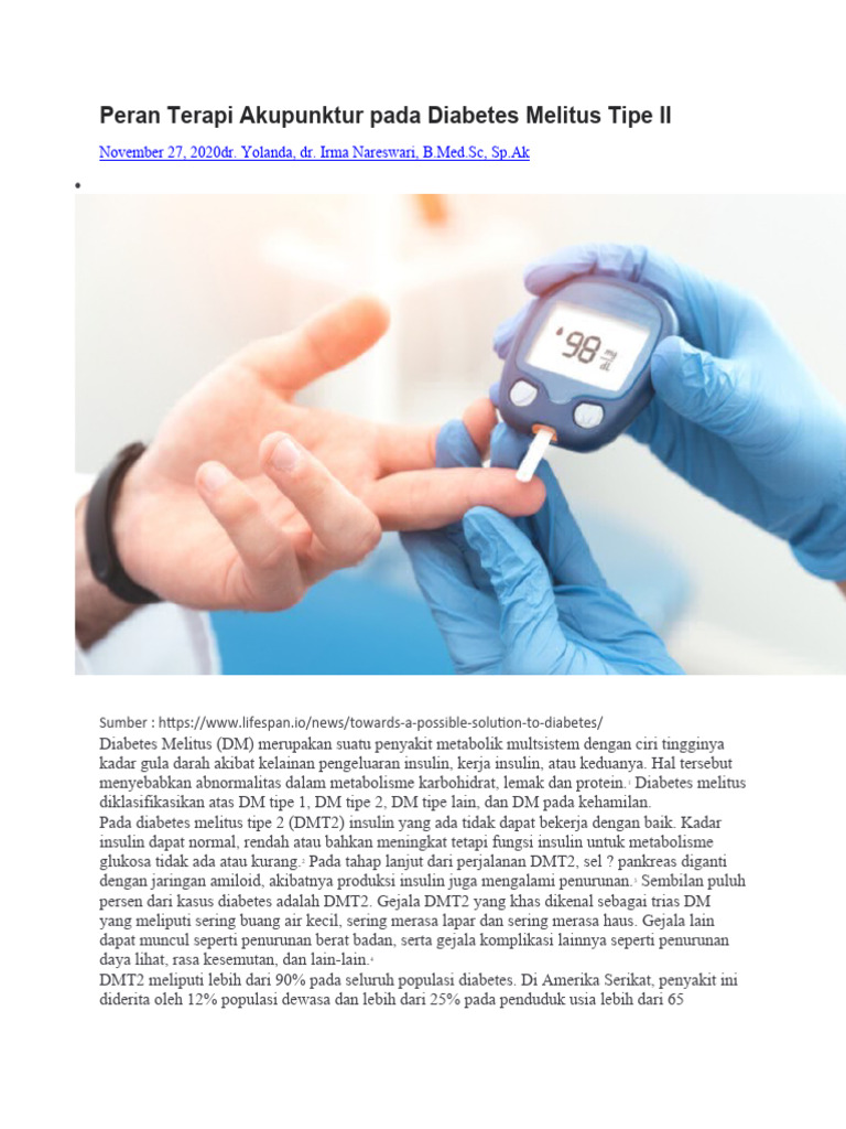 Peran Terapi Akupunktur Pada Diabetes Melitus Tipe Ii Pdf