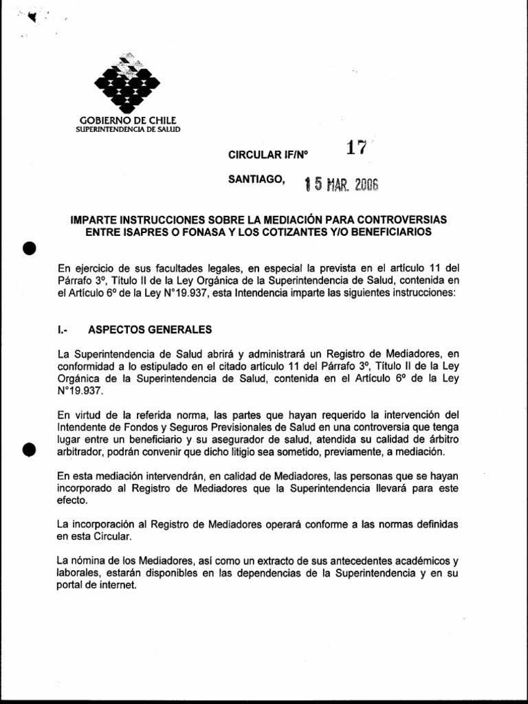 Circular 17 Supersalud | PDF