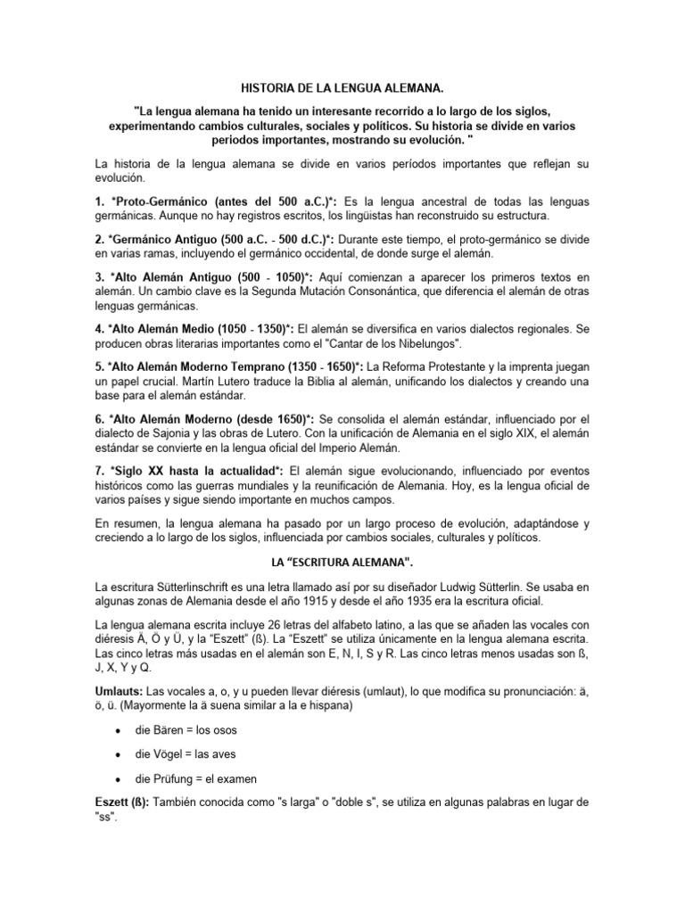Historia de La Lengua Alemana | Descargar gratis PDF | Idioma aleman ...