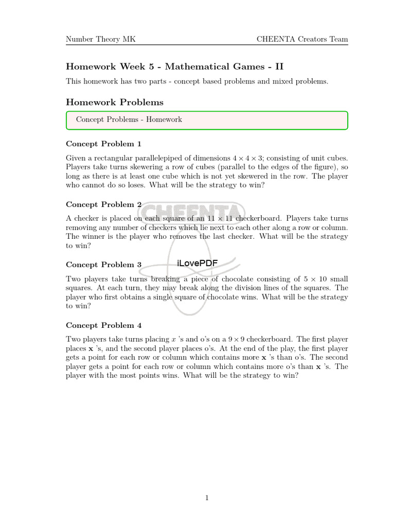 Mathematical Games - II - Watermark | PDF | Mathematics