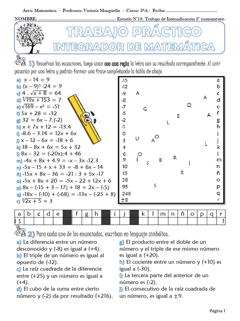 TRABAJO INTEGRADOR DE MATEMÁTICA 2°A ES N°16 (2022) 2° CUATRIMESTRE | Descargar gratis PDF ...