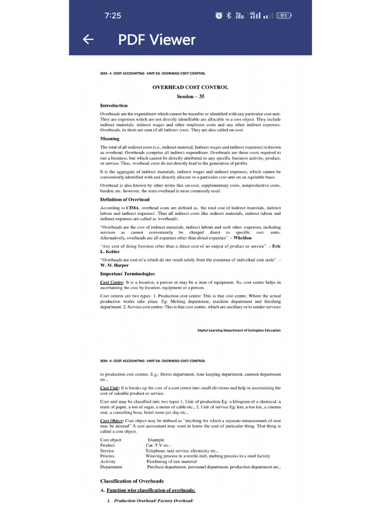 Bcom 3rd Sem Overhead Cost | PDF