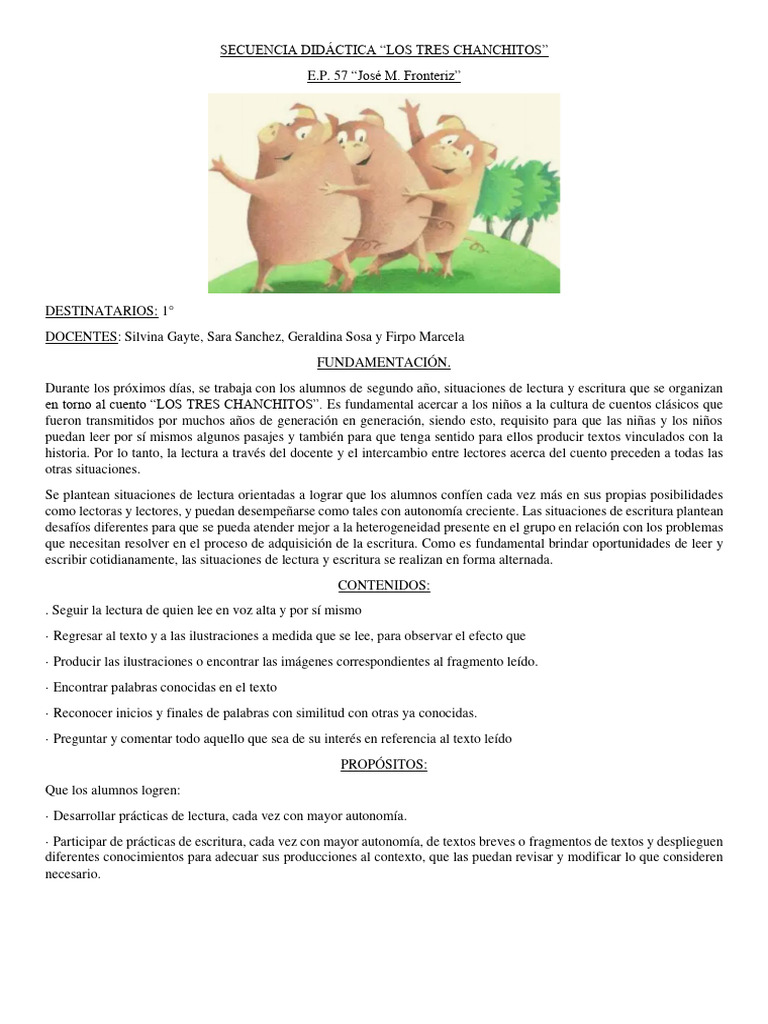 Los Tres Chanchitos Secuencia | PDF