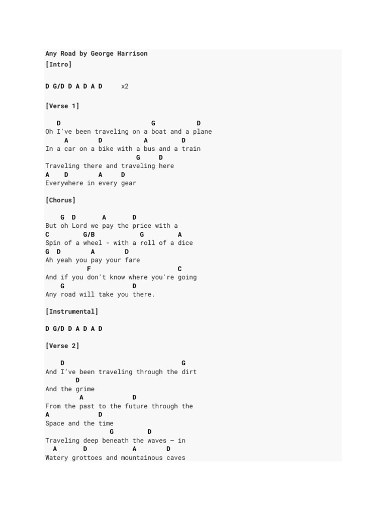 Any Road by George Harrison | PDF | Songs