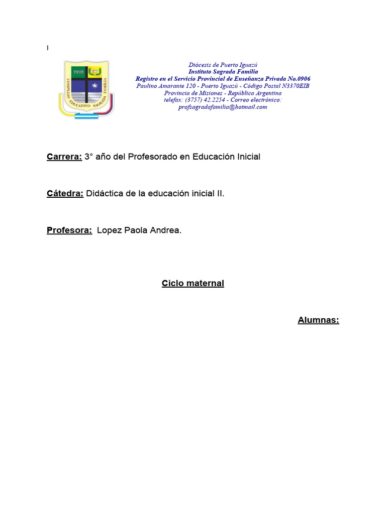 Consigna TP - Ciclo Maternal | PDF | Educación de la primera infancia ...