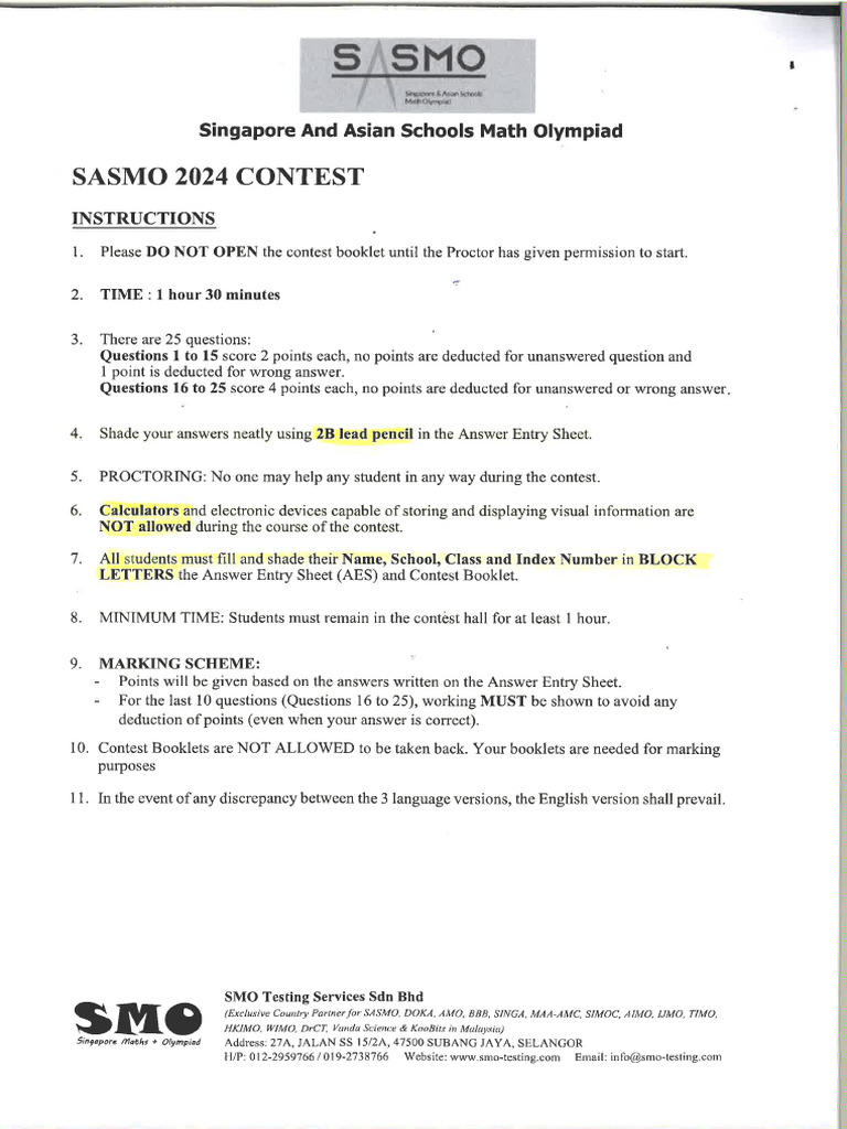 Sasmo 比赛规则 | PDF