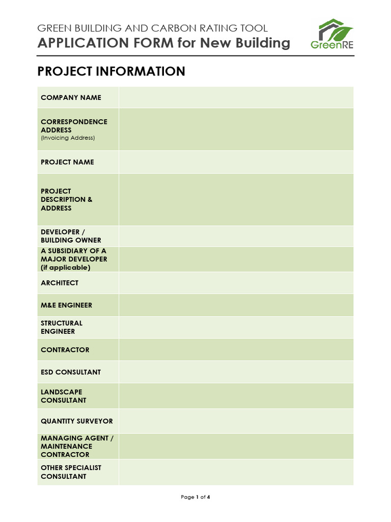 GreenRE Assessment Registration Form | Download Free PDF | Architect ...