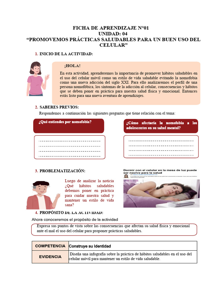 Ficha de Aprendizaje N°01 Unidad 4 - 5to Grado - DPCC | PDF | Sicología | Ciencias del ...