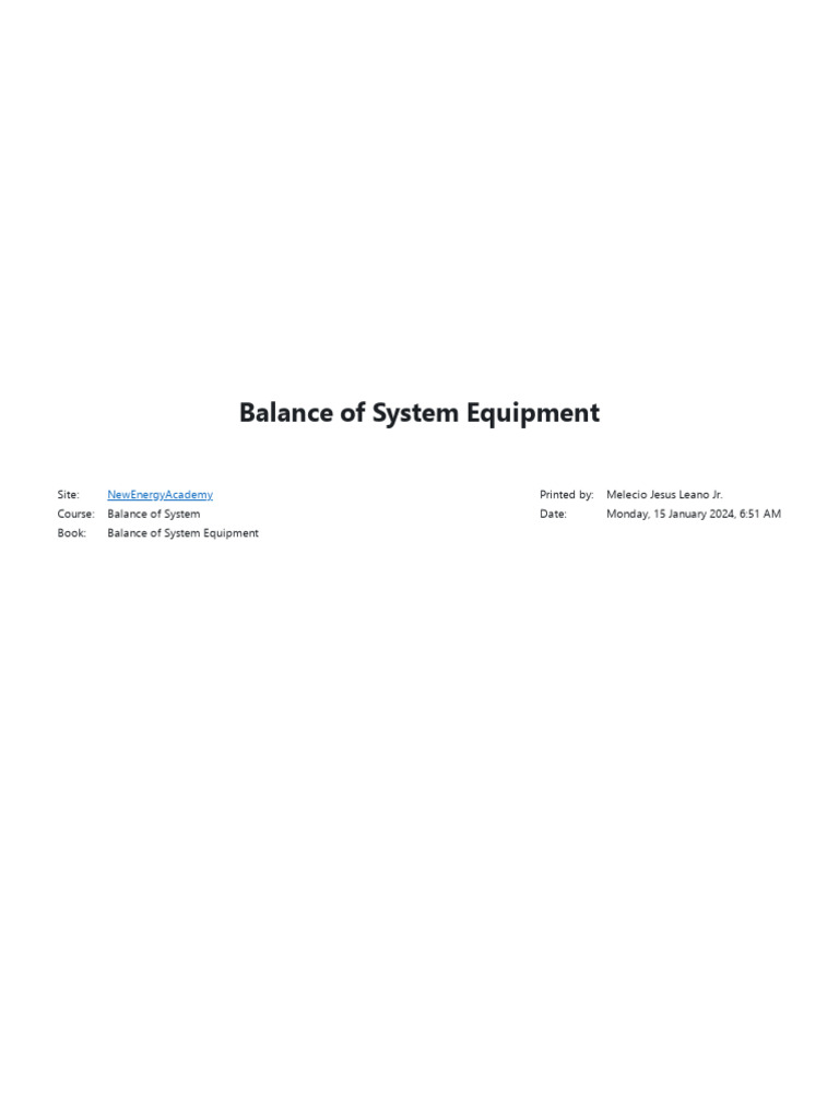 Balance of System Equipment | Download Free PDF | Fuse (Electrical ...