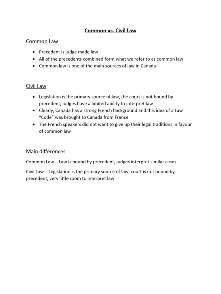 Differences Between Common and Civil Law | PDF | Social Science