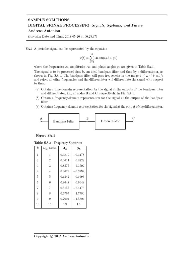 DSP Samp Solsp | PDF | Filter (Signal Processing) | Digital Signal Processing
