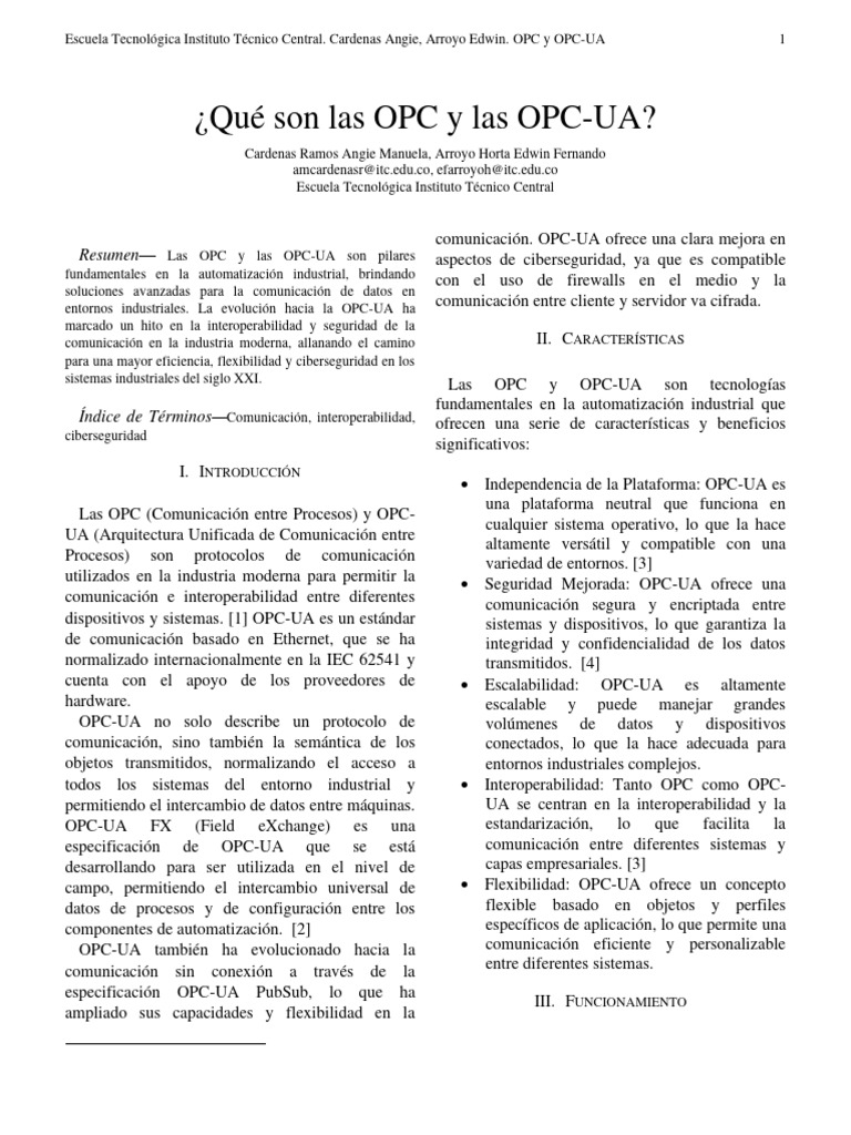OPC y OPC-UA: Comunicación Industrial Eficiente | PDF | Informática ...
