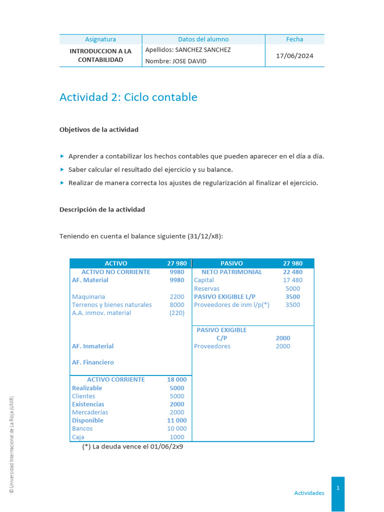 TRABAJO CONTABILIDAD | PDF | Contabilidad | Hoja de balance