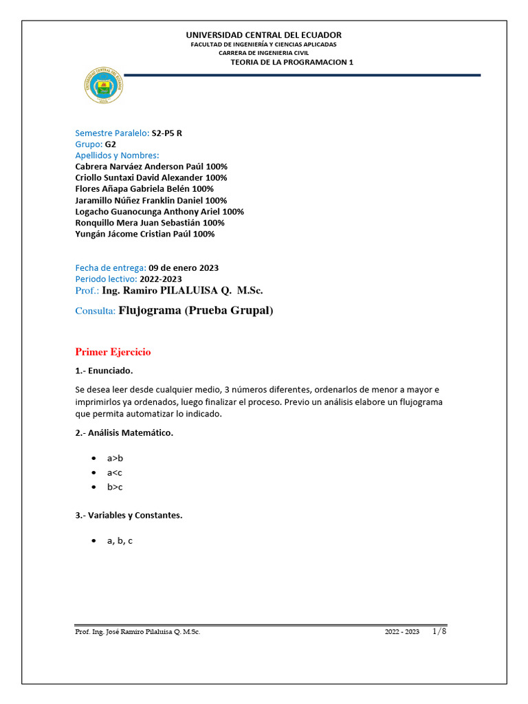 Deber 2 - Diagramas de Flujo (Prueba) | PDF | Aritmética | Matemática Elemental