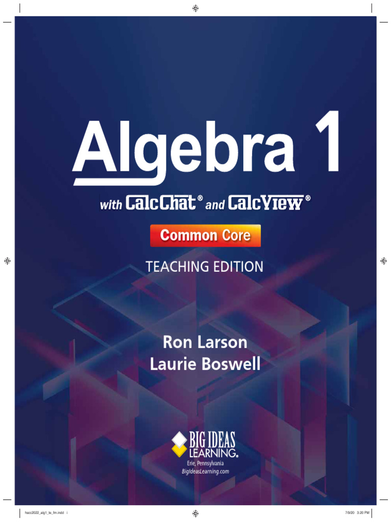 Aga22cc Algebra1 Te FM | PDF | Reason | Mathematics