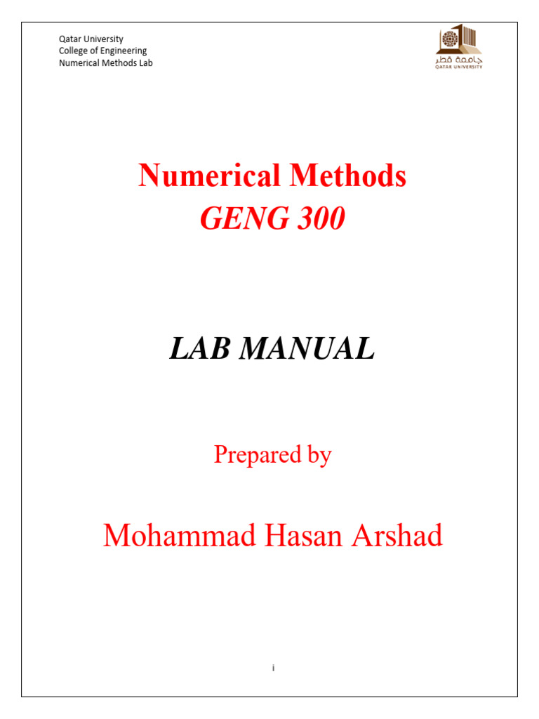 Numerical Methods - Lab Manual-Spring 2017 | PDF | Matrix (Mathematics ...
