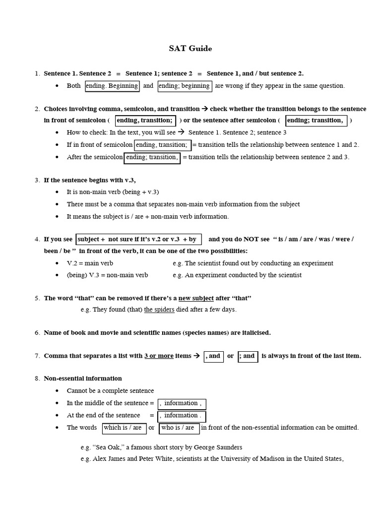 Digital SAT Guide (Tips & Summary) | Download Free PDF | Clause ...