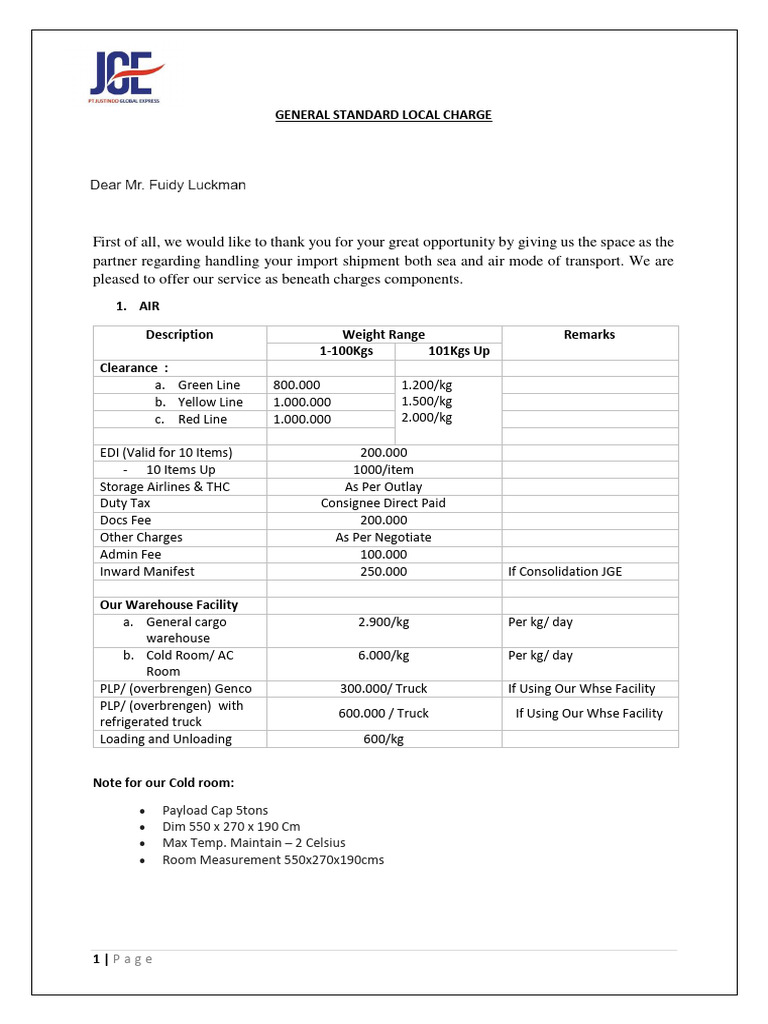 Quotation Freight Forwarder | PDF | Cargo | Warehouse