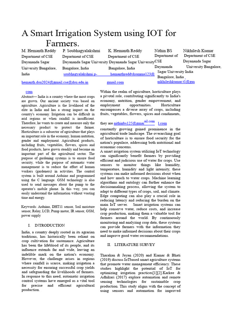 Final Research Paper-Merged | PDF | Internet Of Things | Agriculture