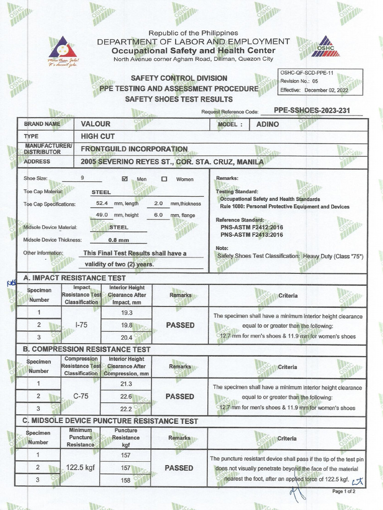 Valour Safety Shoes Adino S1P OSHC | PDF
