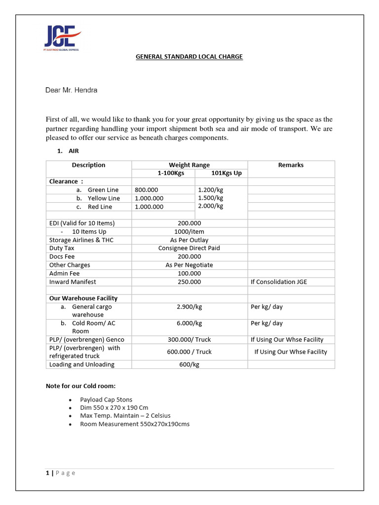 Quotation | PDF | Cargo | Warehouse