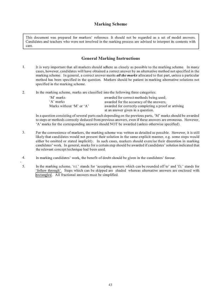 2015 HKDSE Mathematics CP Marking | PDF