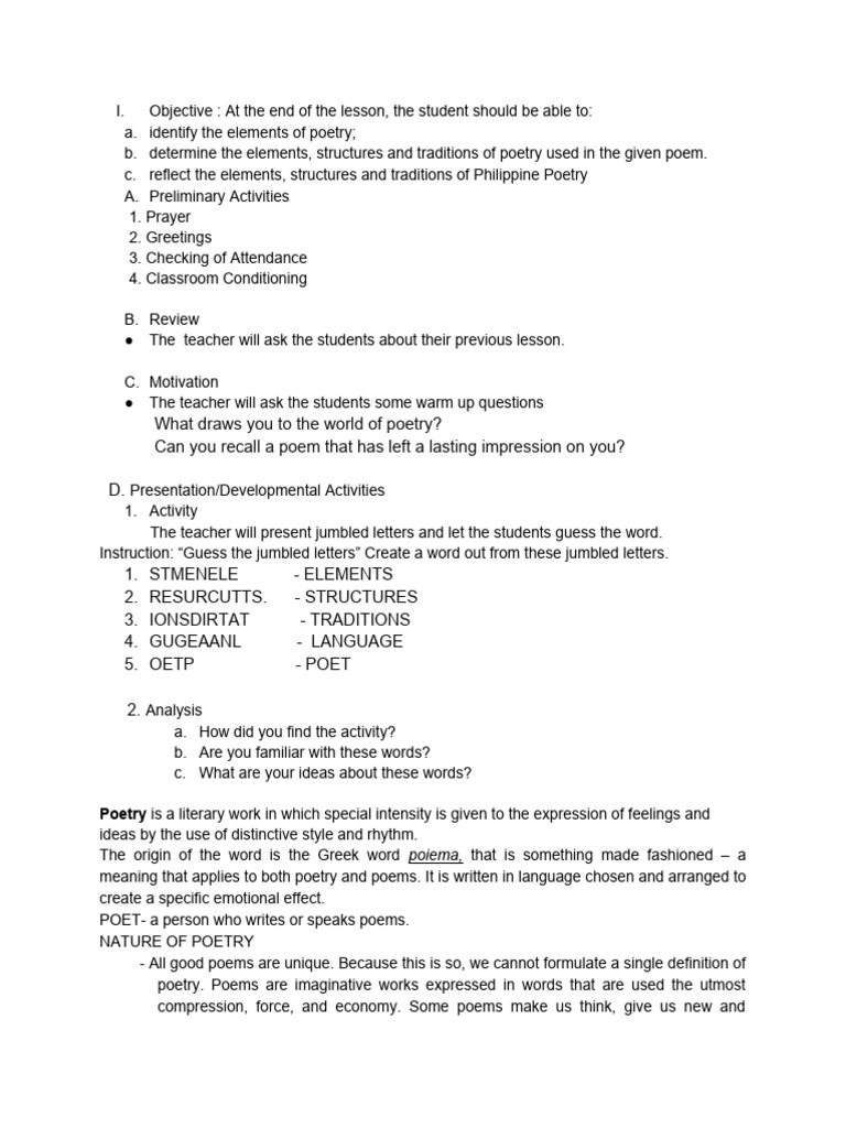 Poetry Discussion | PDF | Poetry | Rhyme