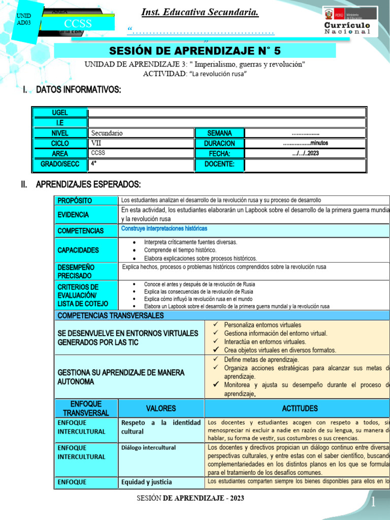 Sesion CCSS 4° Sec-Semana 05 Uni 3 | PDF