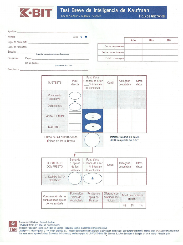 HOJA DE RESPUESTA KBIT | PDF