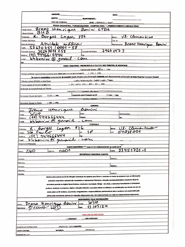 01 - Ficha Cadastral | PDF