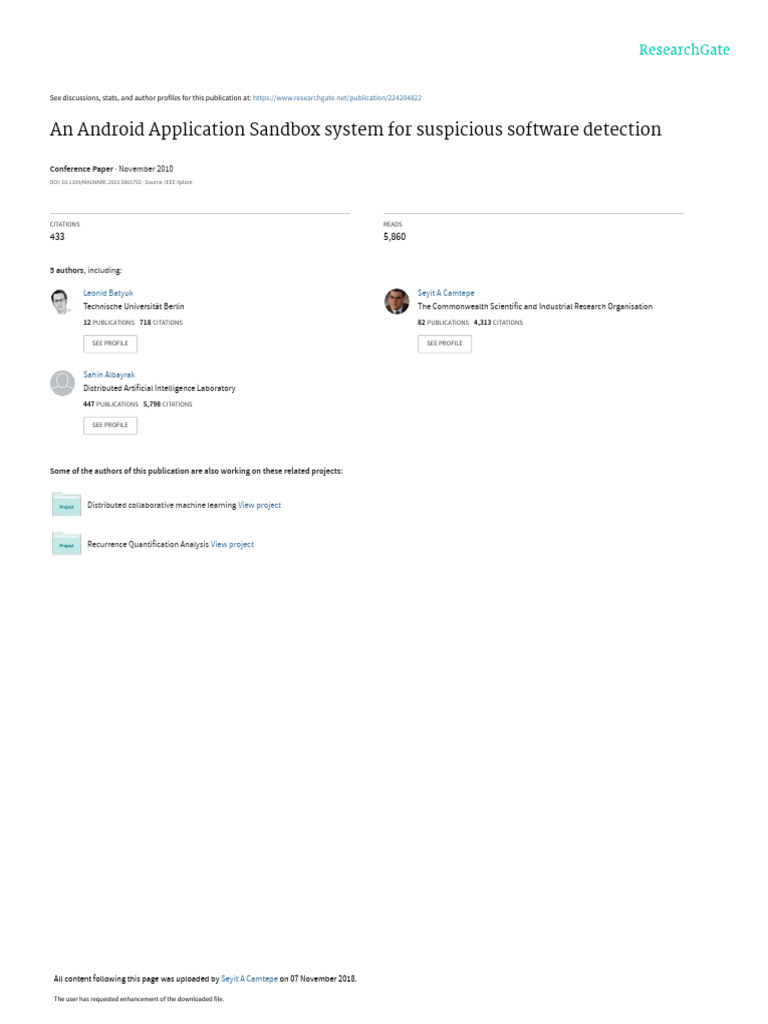 An_Android_Application_Sandbox_system_for_suspicio | PDF | Malware | Antivirus Software