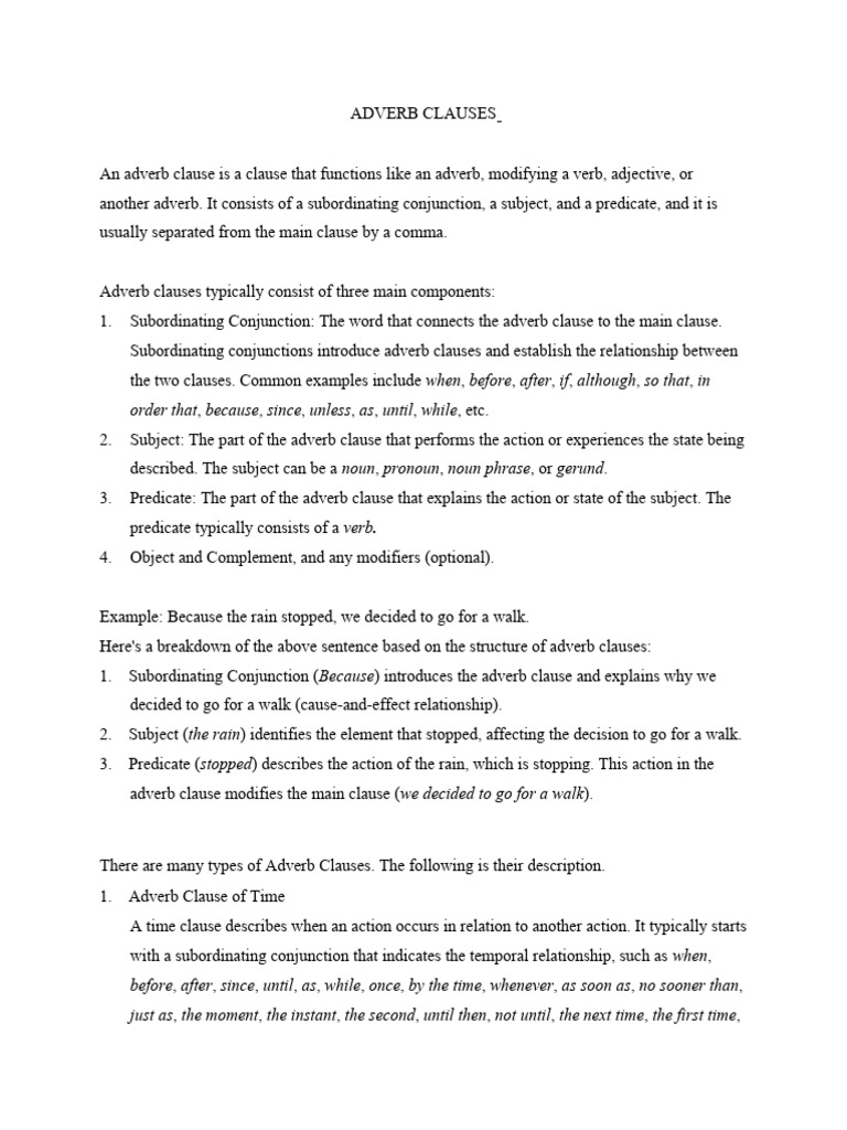 Adverb Clauses | PDF | Adverb | Clause
