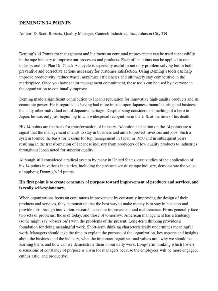 Deming´s points | Download Free PDF | Thought | Innovation
