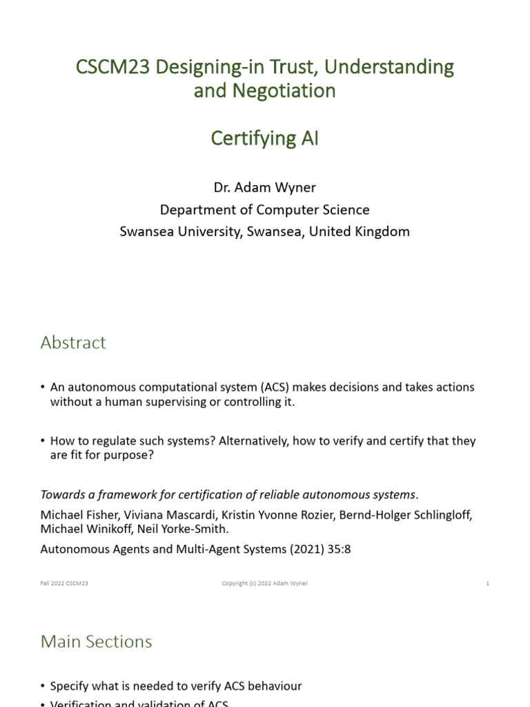 CertifyingAI-2022-1 | Download Free PDF | Formal Verification | System