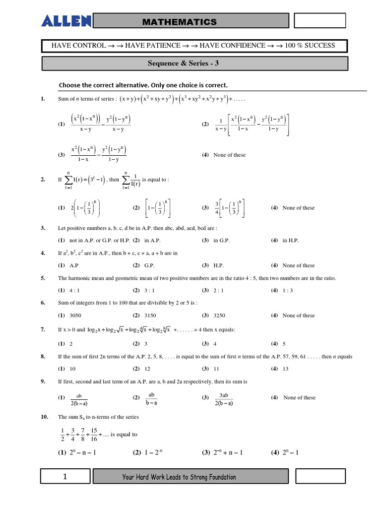Sequence & Series 3 | PDF | Mathematics | Mathematical Analysis Sequence & Series 3 | PDF | Mathematics | Mathematical Analysis