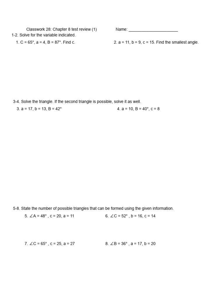 Chapter 8 Test Review 1 | PDF | Elementary Geometry | Triangle Geometry