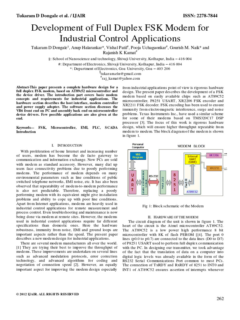 Development of Full Duplex FSK Modem For | PDF | Modem | Computer Engineering