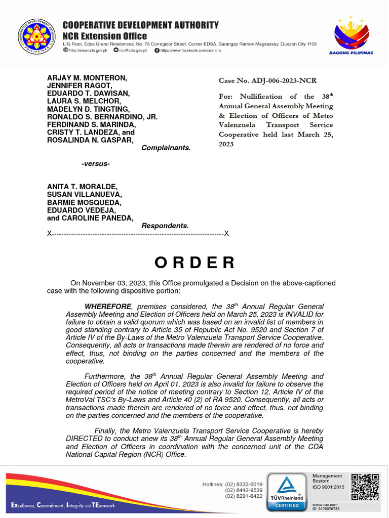 MIS-2023-4609 - ORDER Case No. ADJ-006-2023-NCR | PDF | Board Of Directors | Statutory ...