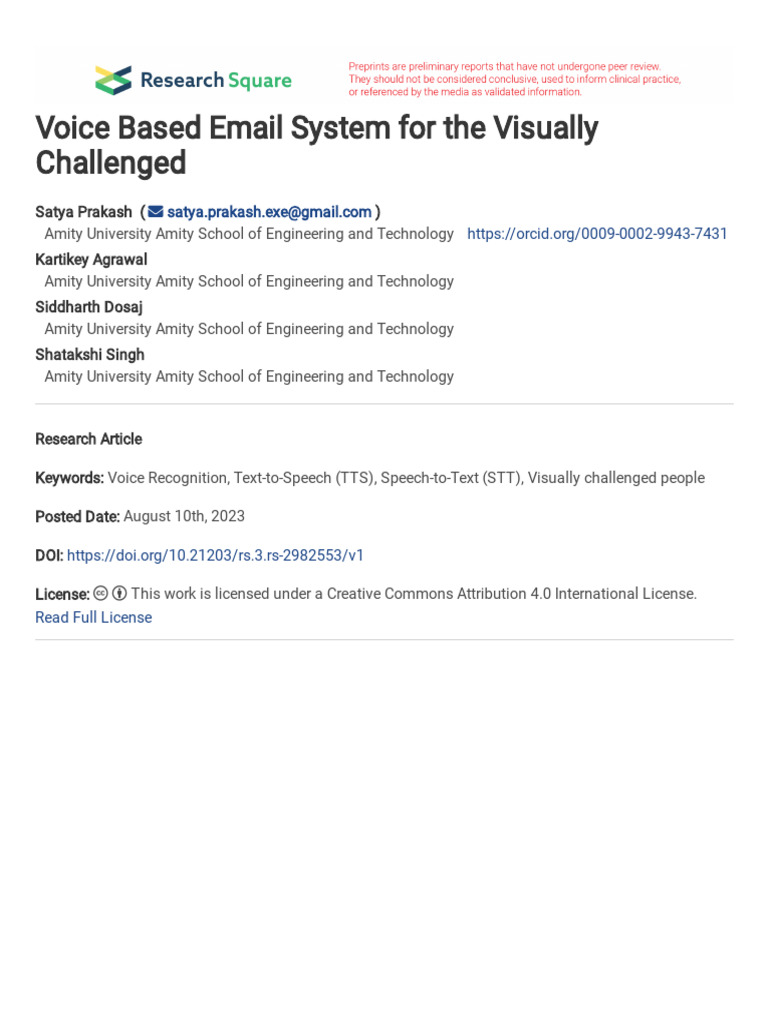 Voice Based Email System For The Visually Challeng | PDF | Speech ...